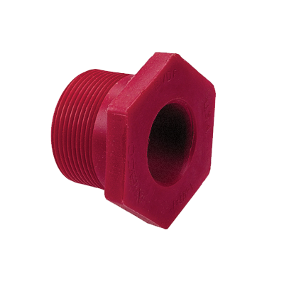 2" x 1-1/2" Bushing, Flush, Male NPT x Female NPT, Red, PVDF, Schedule ...