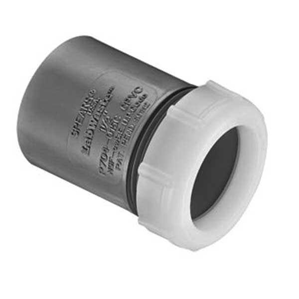 1-1/2" Spearsﾮ LabWaste CPVC Tailpiece Adapter with Nut Spigot x Slip ...
